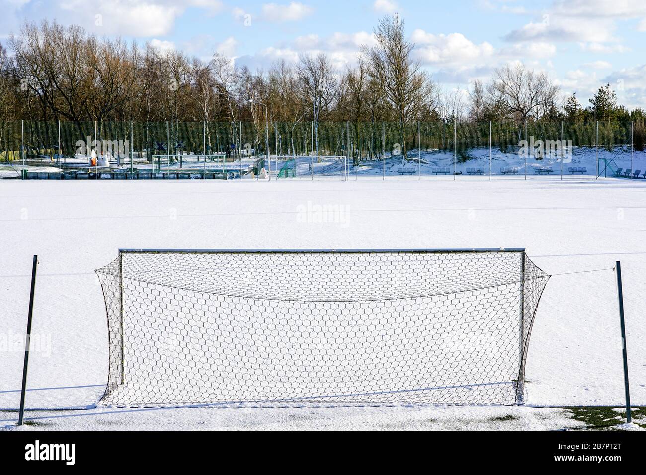 Goal football stadium blue sky sky sky white clouds hi-res stock ...