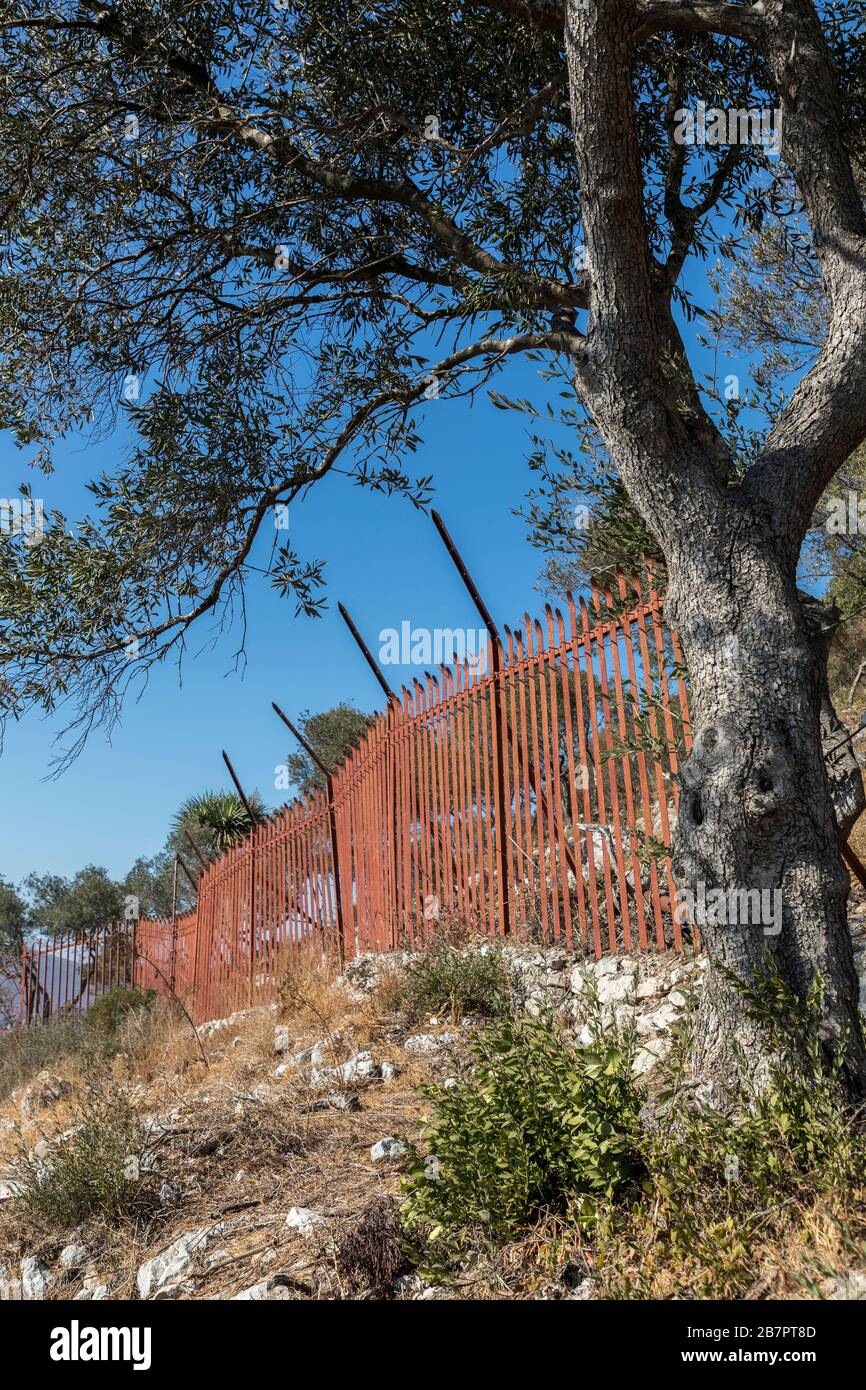 The Unclimable Fence, proposed for military reasons in 1907, Gibraltar ...