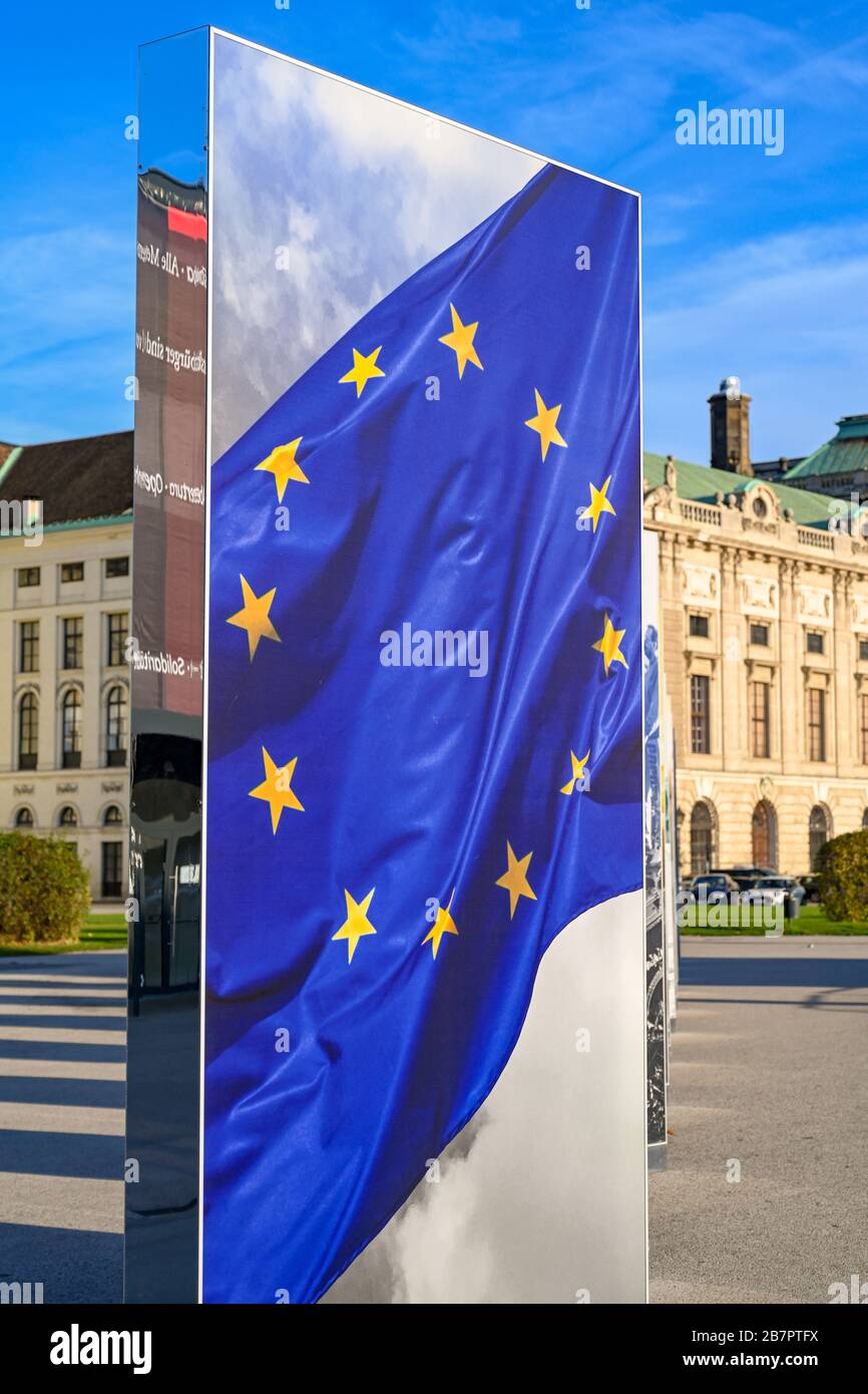 VIENNA, AUSTRIA - NOVEMBER 2019: The emblem of the European Union on a ...