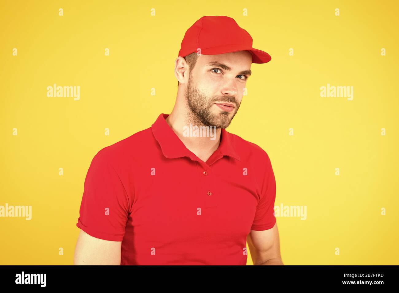 Supermarket cashier. Cashier occupation. Hiring shop worker. Handsome ...
