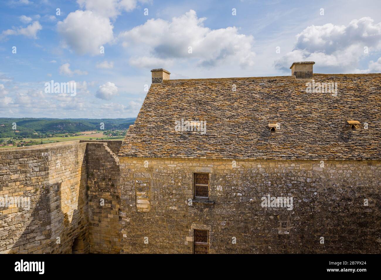 Detail of the medieval fortress Castelnaud Castle (Chateau de ...