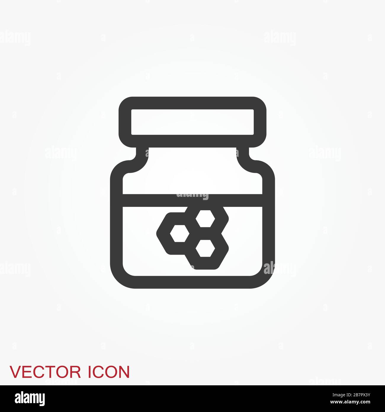 Jar vector icon with cap isolated on background. Honey symbol Stock ...