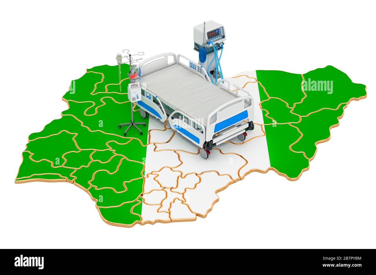 Intensive care unit ICU in Nigeria, 3D rendering isolated on white ...