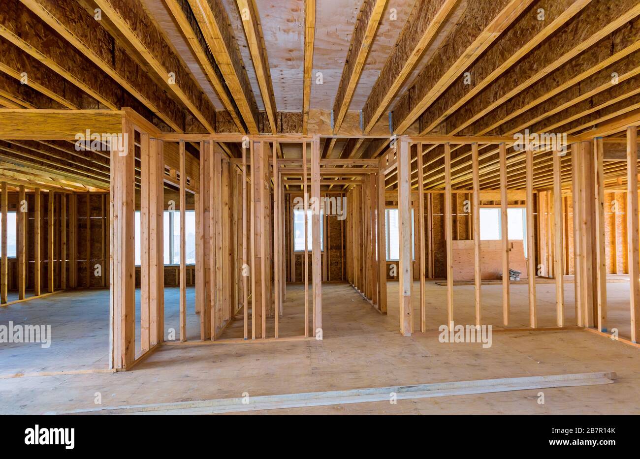 Framing beam of new house under construction home beam construction ...