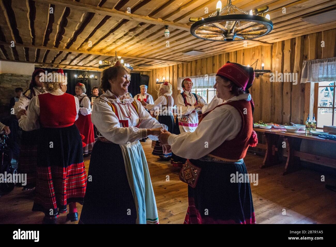 Estonia, Baltic States, Muhu Island. Traditional women dancers and ...