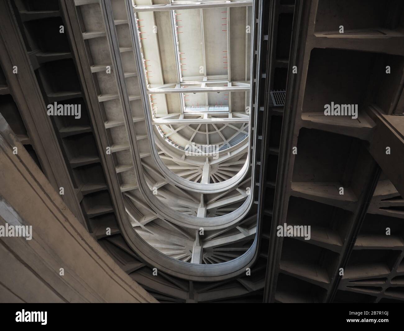 TURIN, ITALY - CIRCA FEBRUARY 2020: Concrete ramp at Lingotto car ...