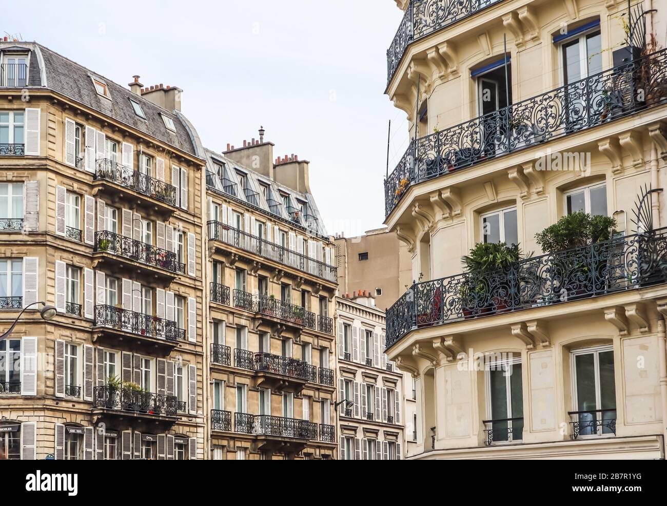 Architecture of Paris France. Facades of a traditional apartment ...