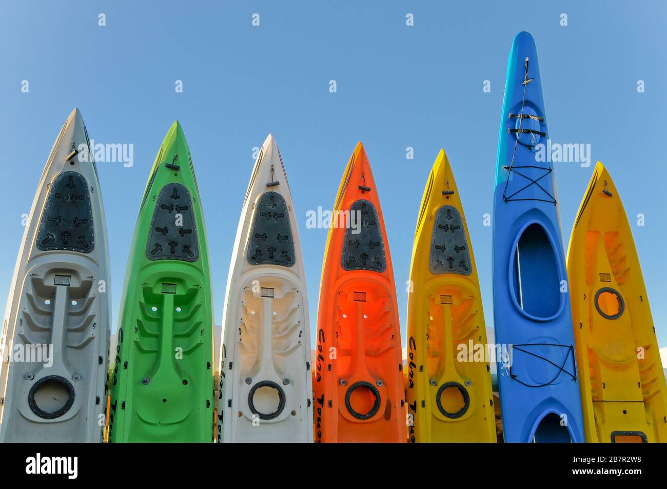 Colourful Kayaks on Display Stock Photo - Alamy