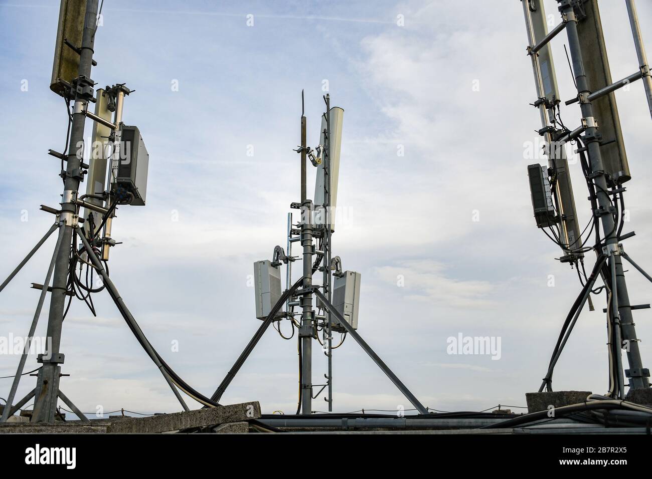 Cellular radio telecommunication network antenna mounted on a metal ...