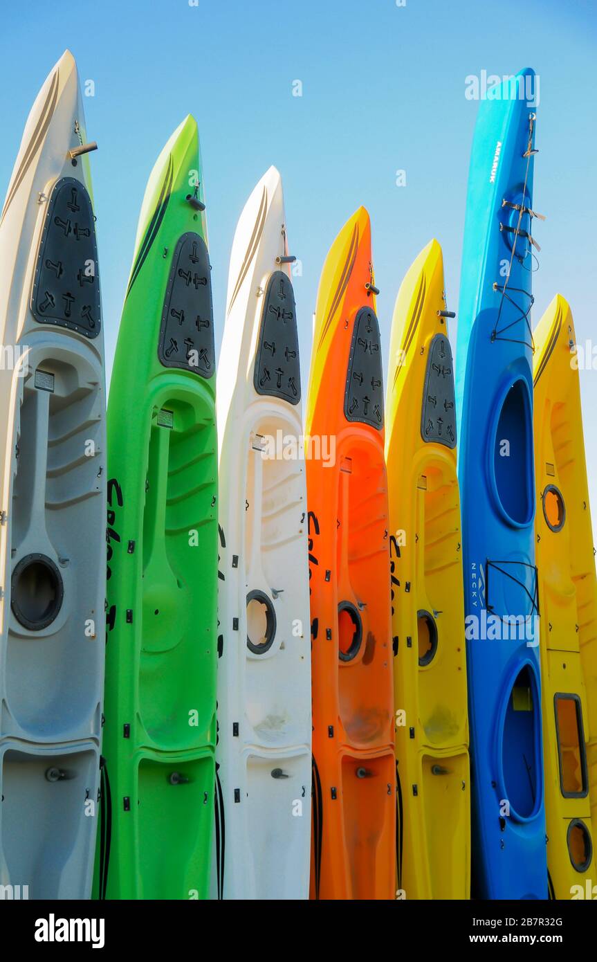 Colourful Kayaks on Display Stock Photo - Alamy
