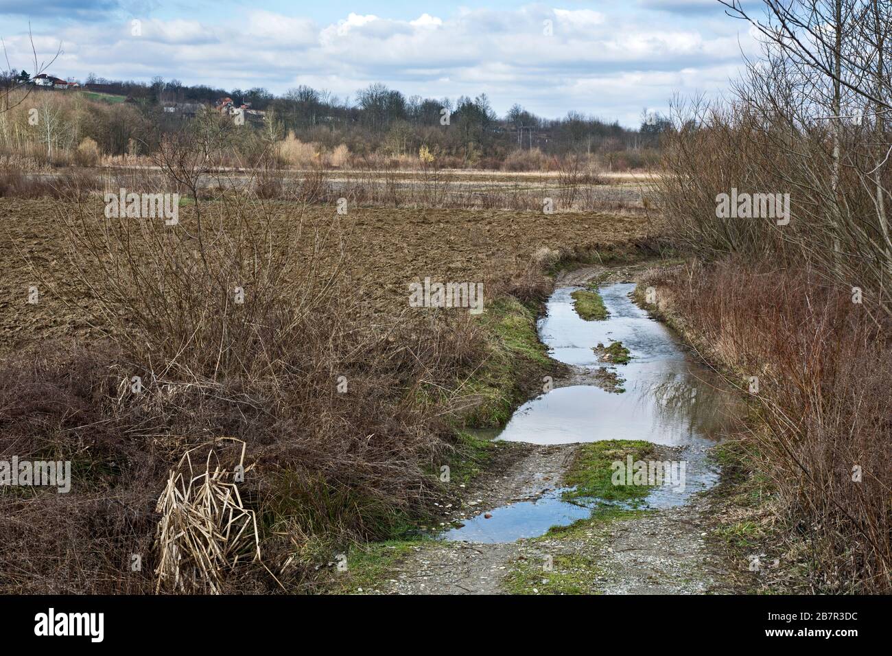 Panorama of the Jadar River valley in western Serbia near the town of ...