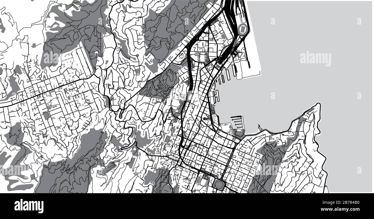 Urban vector city map of Wellington, New Zealand Stock Vector Image ...