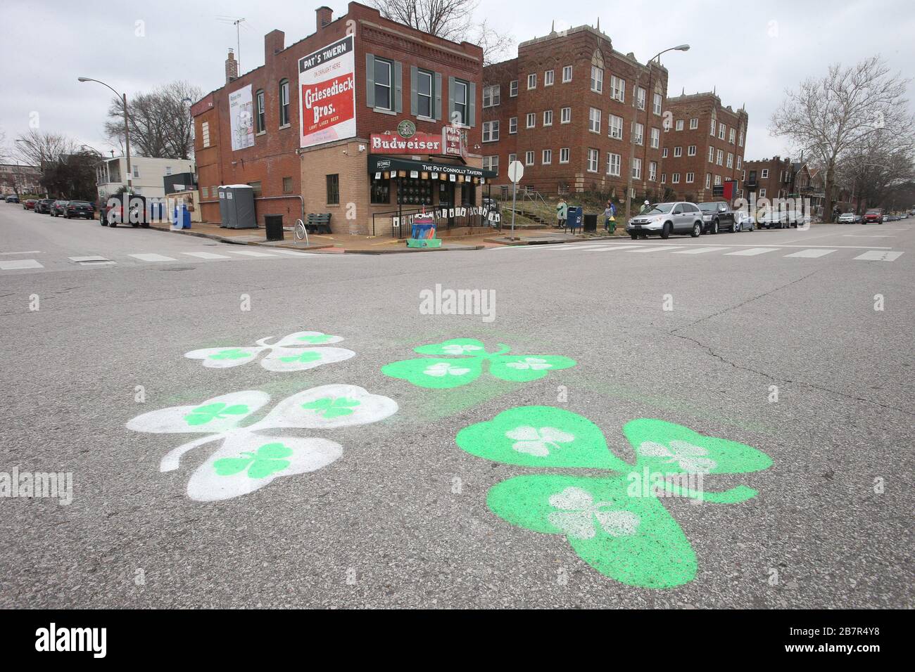 St. Louis, United States. 17th Mar, 2020. Freshly painted four leaf ...