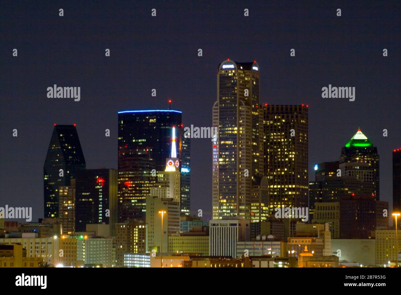 Downtown Dallas, Texas at Night Stock Photo - Alamy