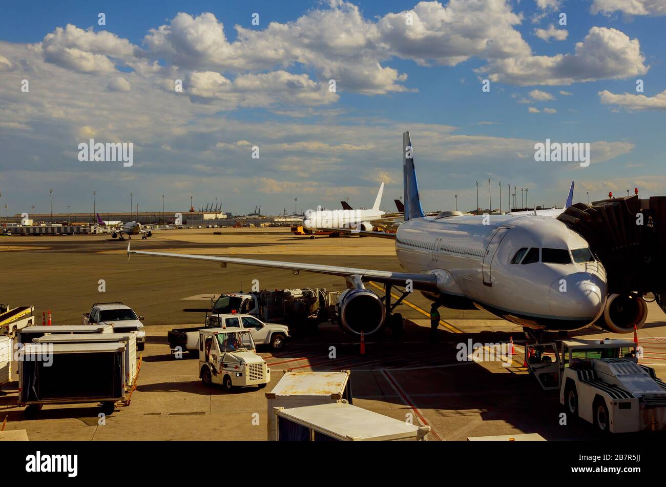 International Airport plane to the terminal at the airport after ...