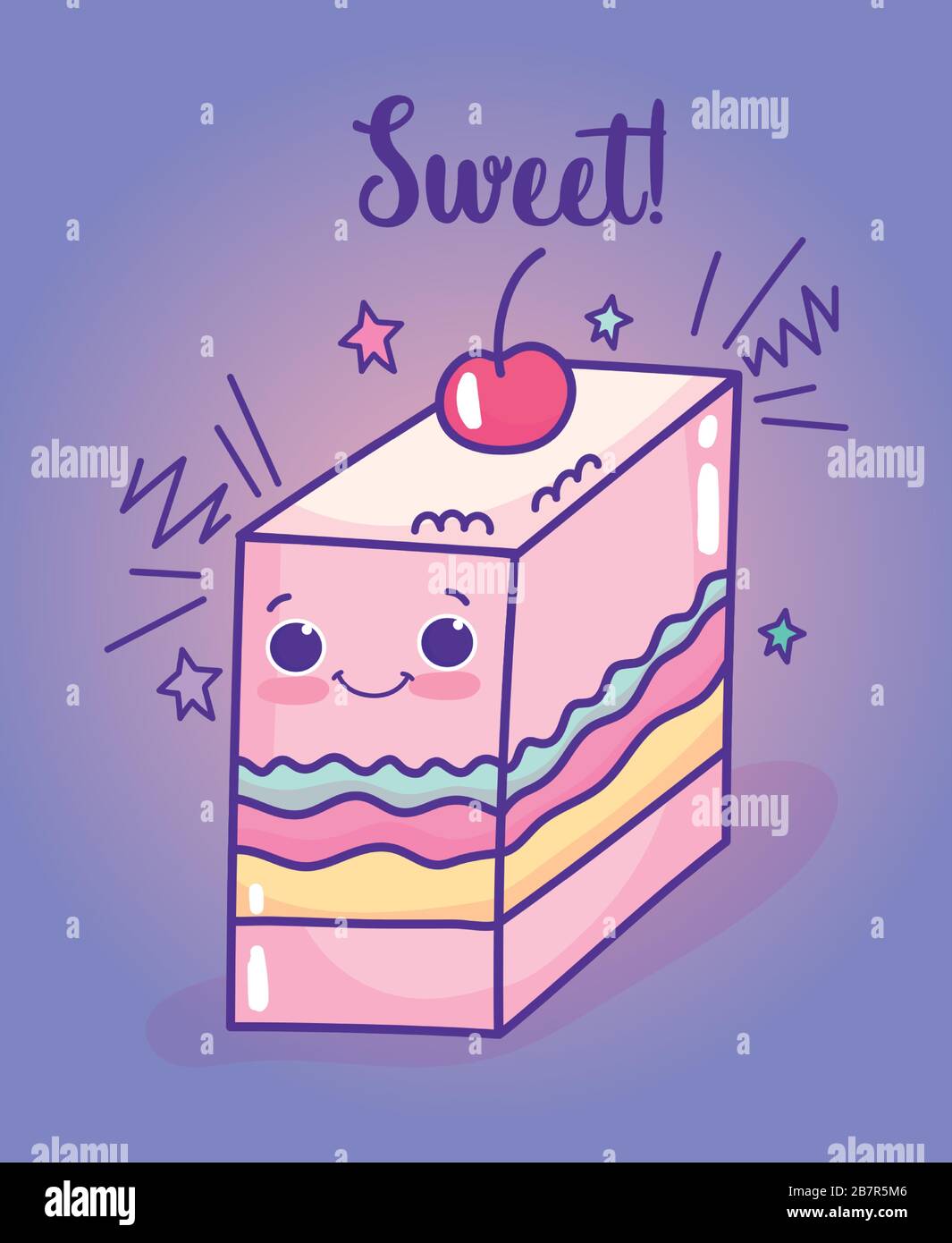 food cute sweet piece jelly fruit cartoon vector illustration Stock ...