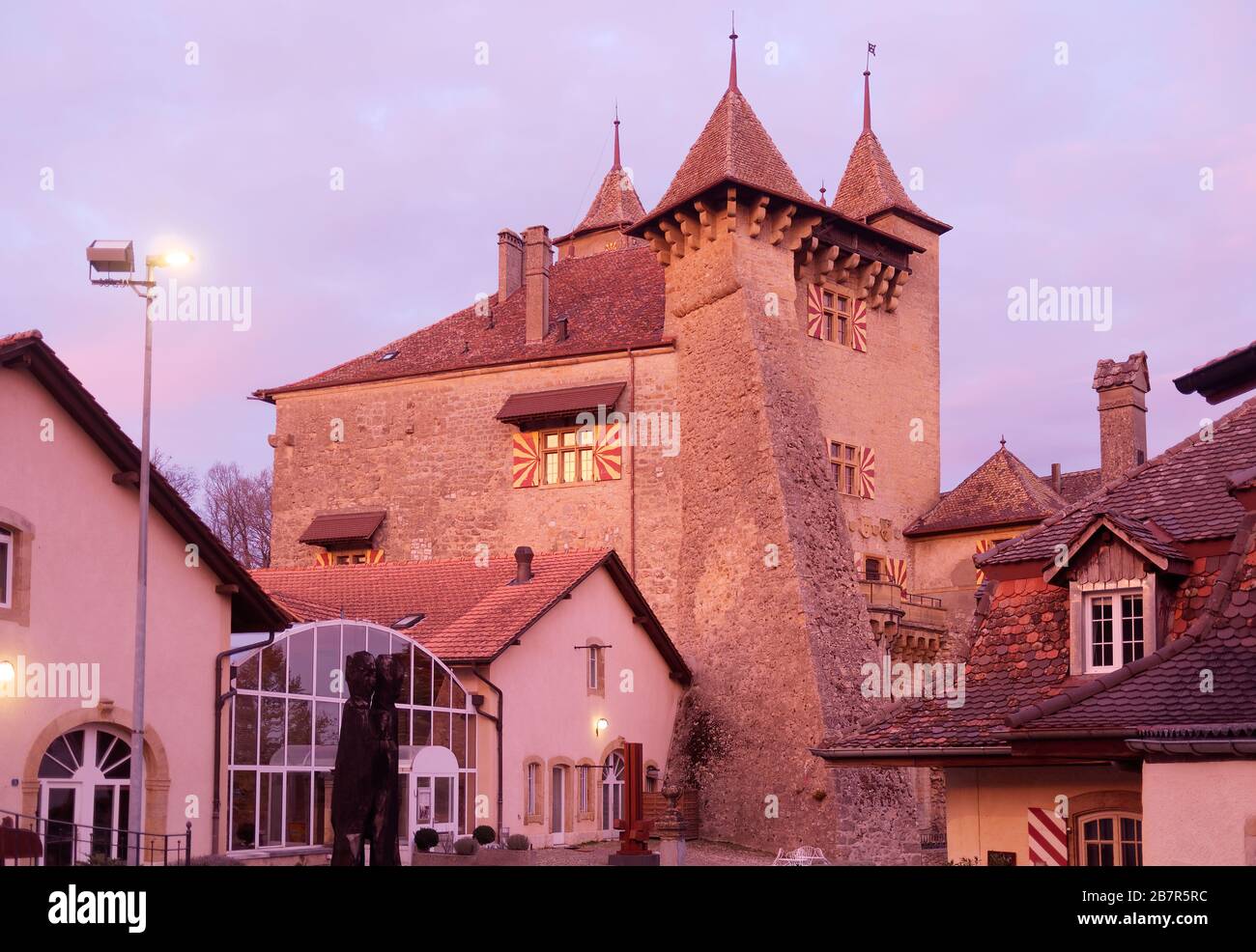 Vaumarcus Castle in the district of Boudry in the canton of Neuchâtel ...