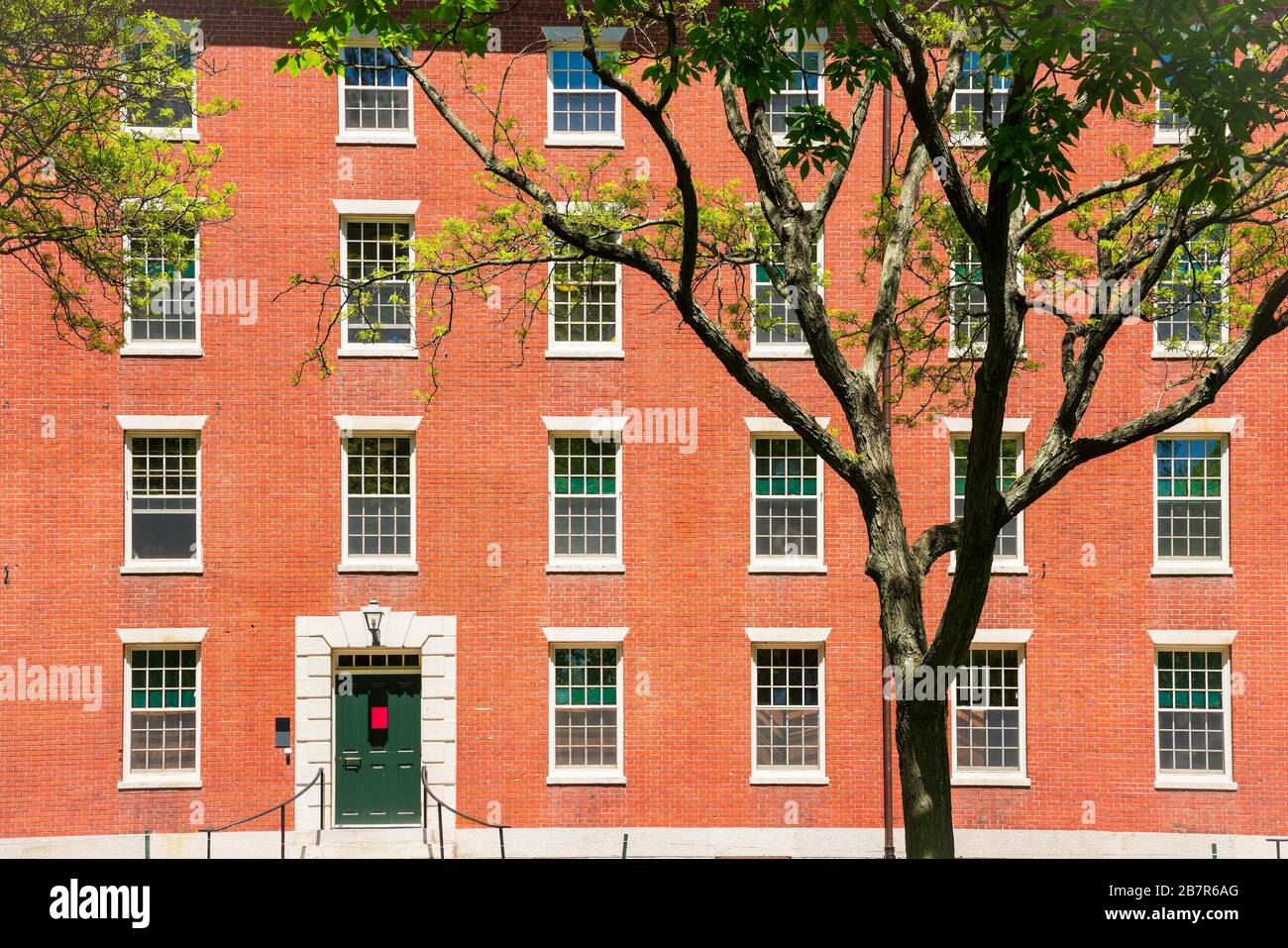 Red brick college dormitory with trees Stock Photo - Alamy