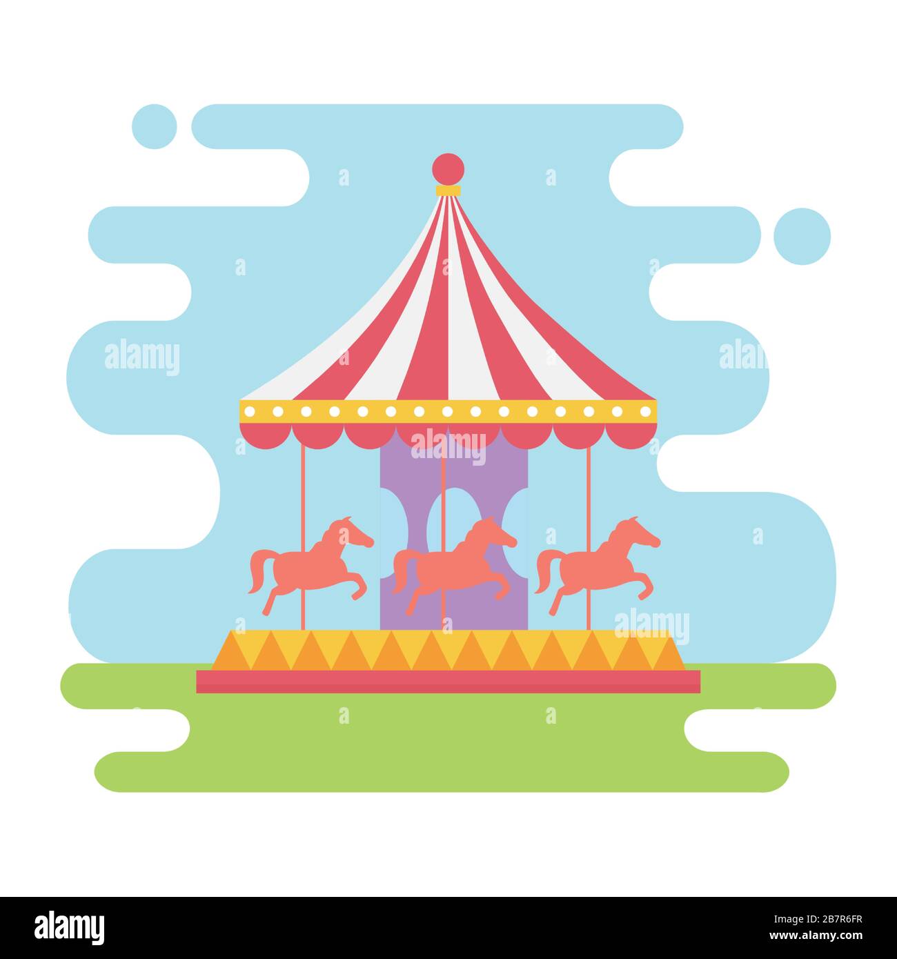 fun fair carnival carrousel recreation entertainment vector ...