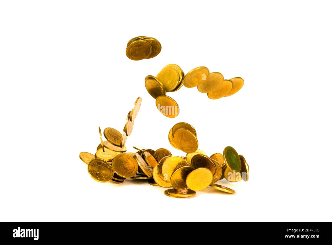 Movement of falling gold coin, flying coin, rain money isolated on ...