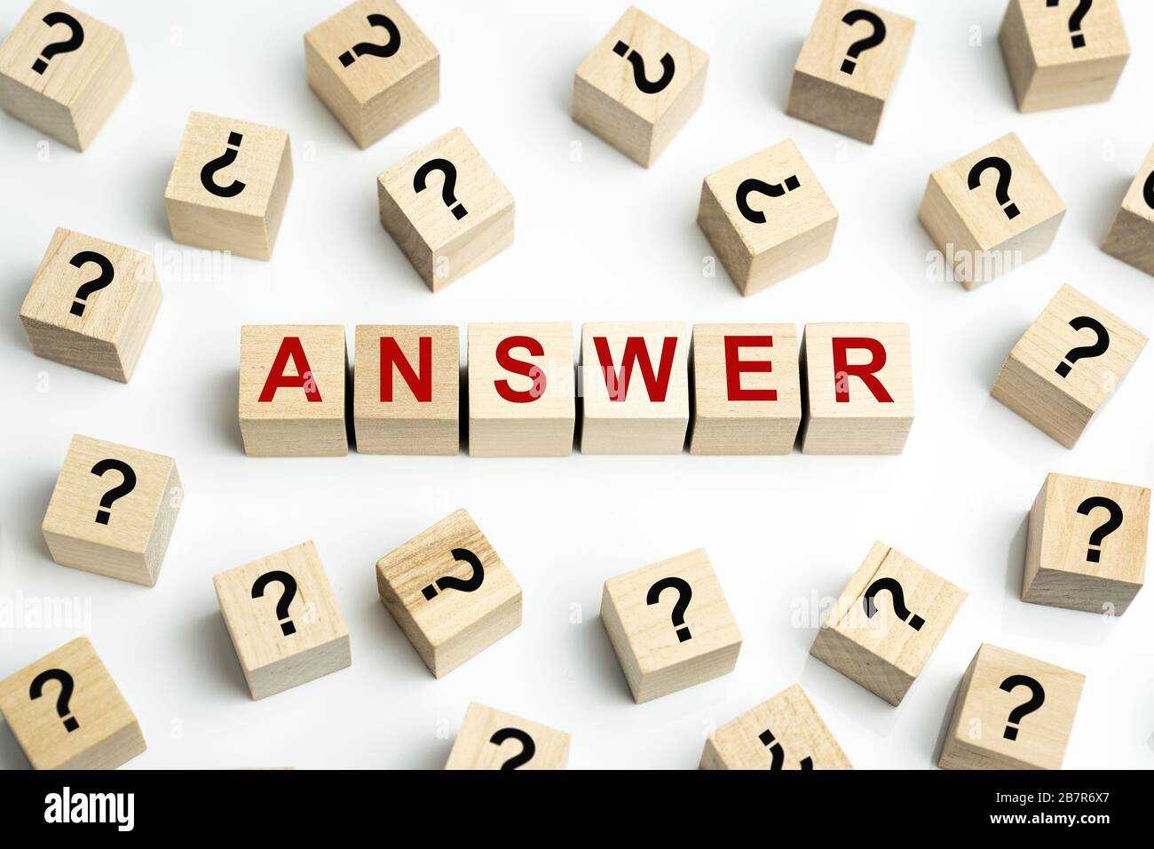 Question and answer cubes symbol Stock Photo - Alamy