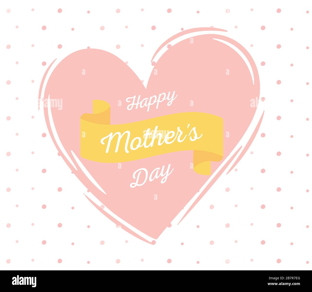 happy mothers day, pink heart lettering on dotted background vector ...