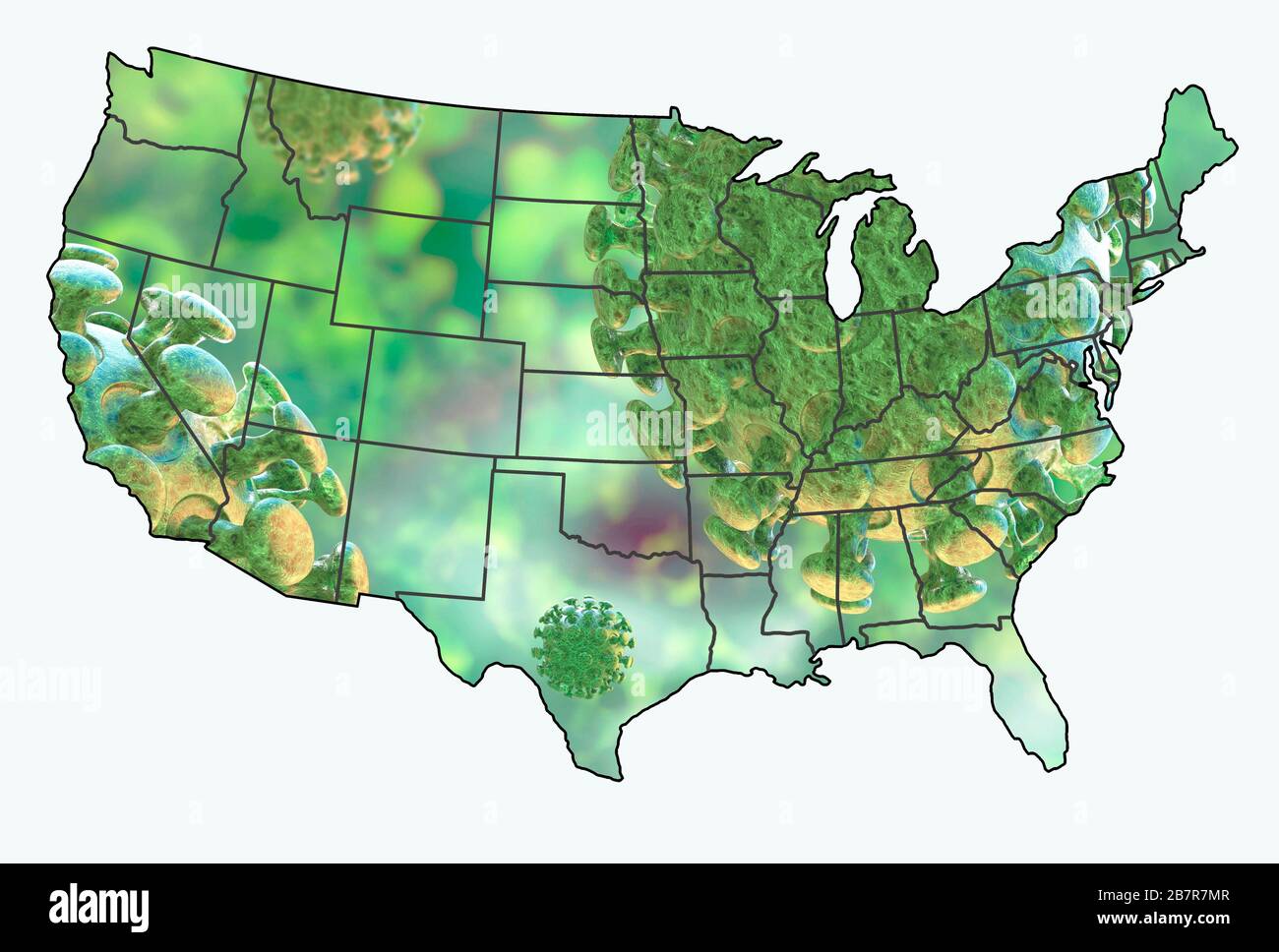Image of the covid 19 coronavirus, with United State, USA map ...