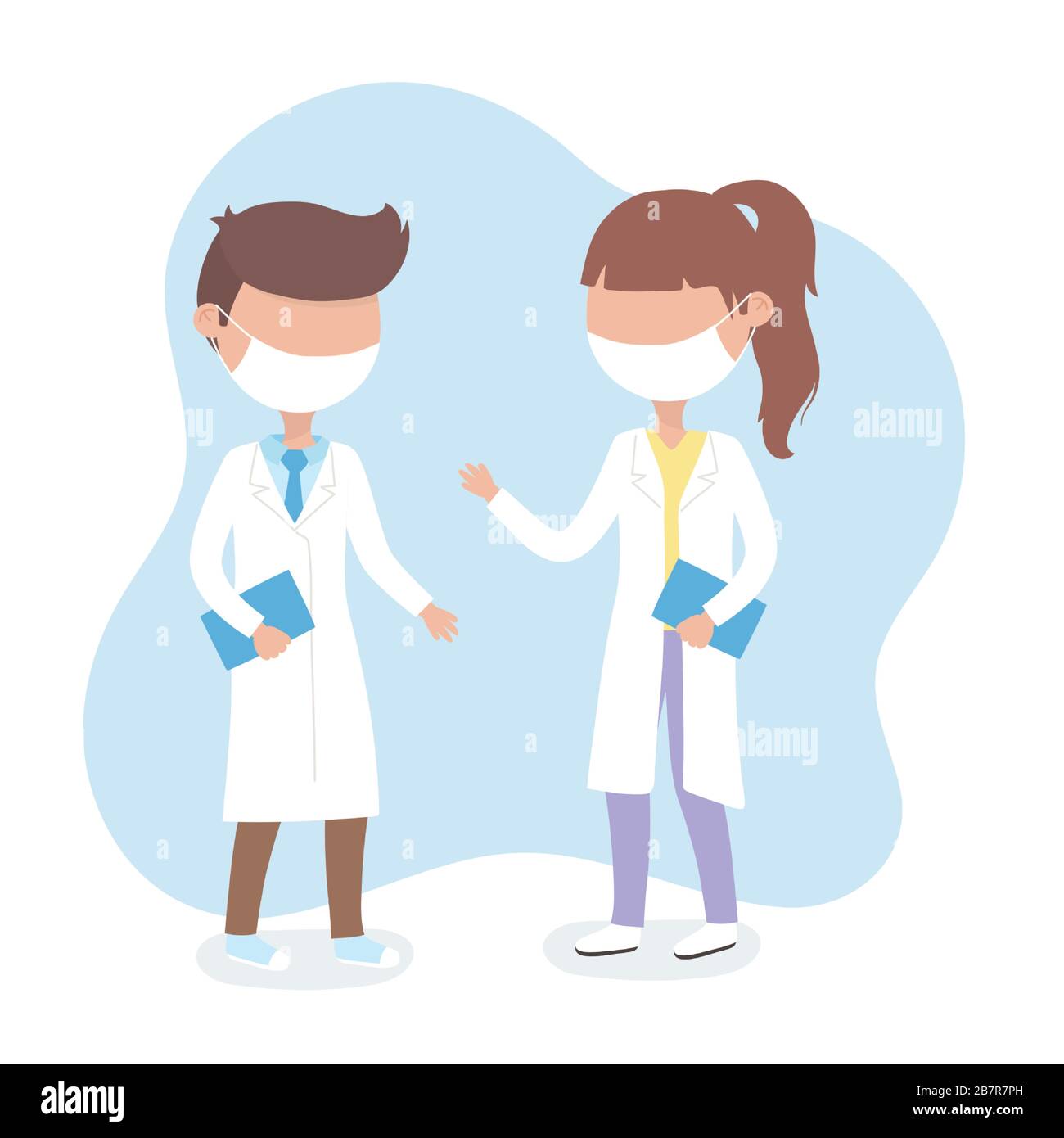 virus covid 19 quarantine, female and male doctors professional with ...