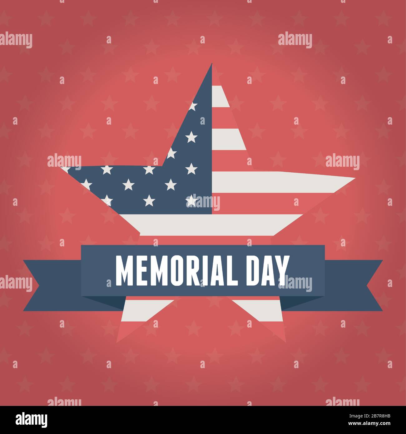 happy memorial day, flag shaped star emblem red background american ...