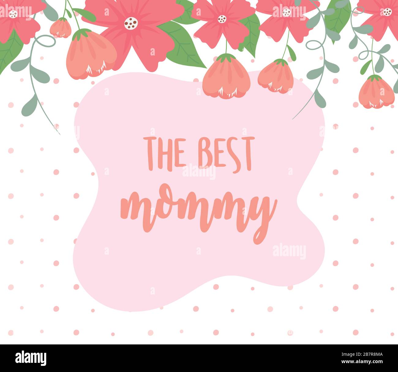 happy mothers day, flowers border decoration dots background vector ...