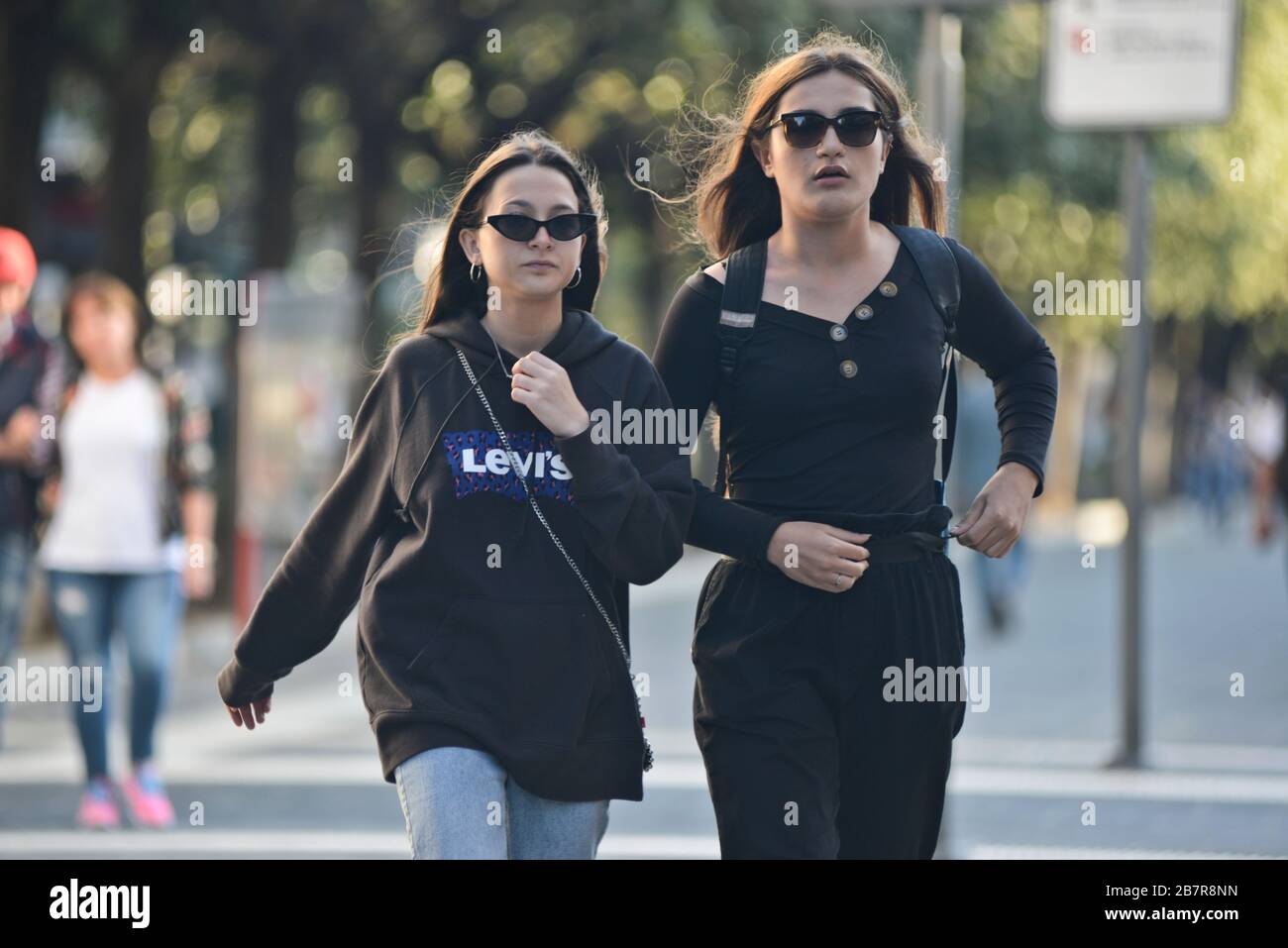 Italian young girls walking in Via Sparano da Bari. Bari, Italy Stock ...