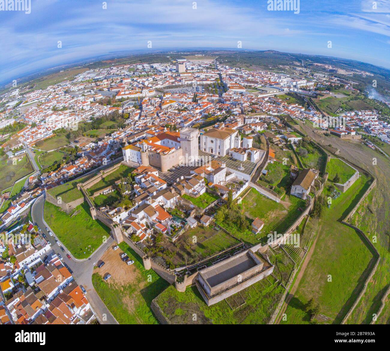 Panoramic view of the buildings in the city of Estremoz, Portugal Stock ...