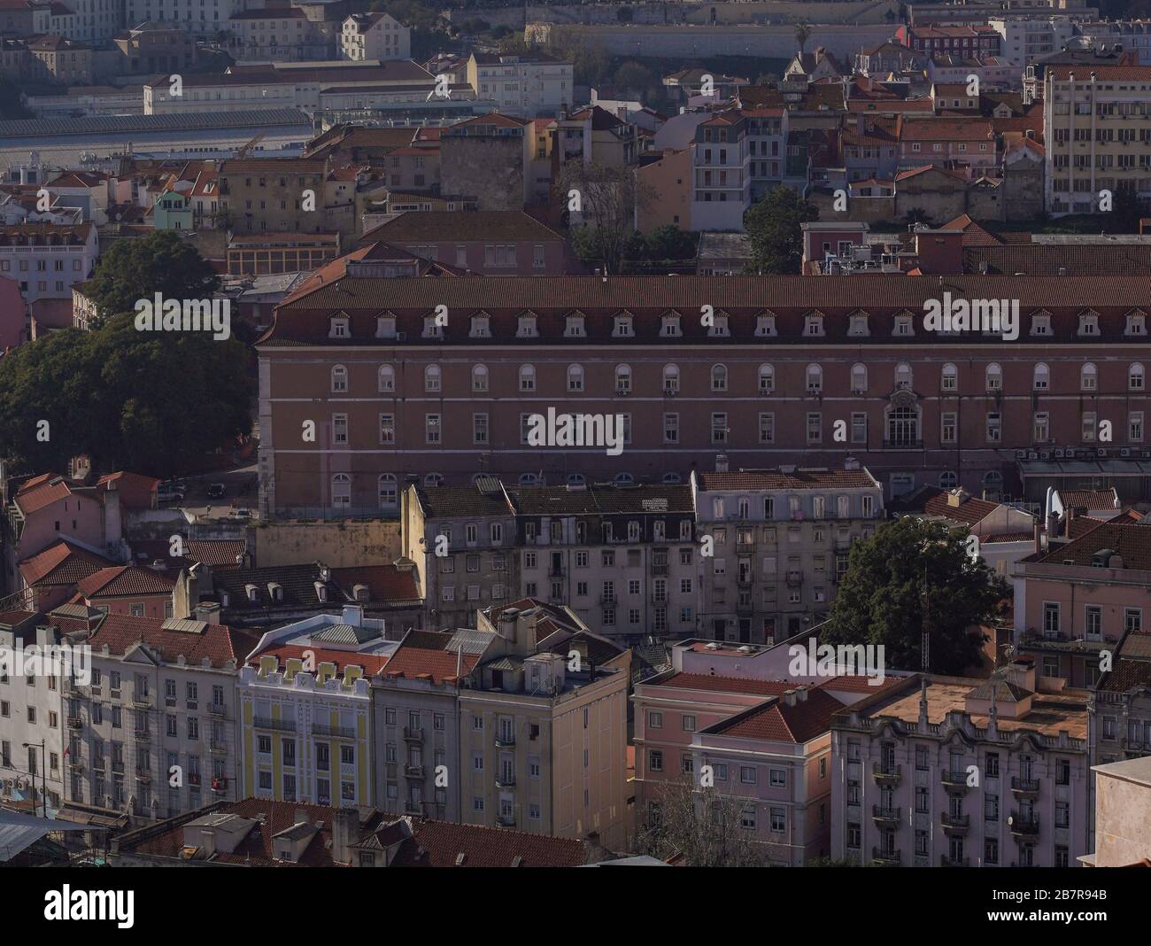 Buildings and street in Lisbon,Portugal Stock Photo - Alamy