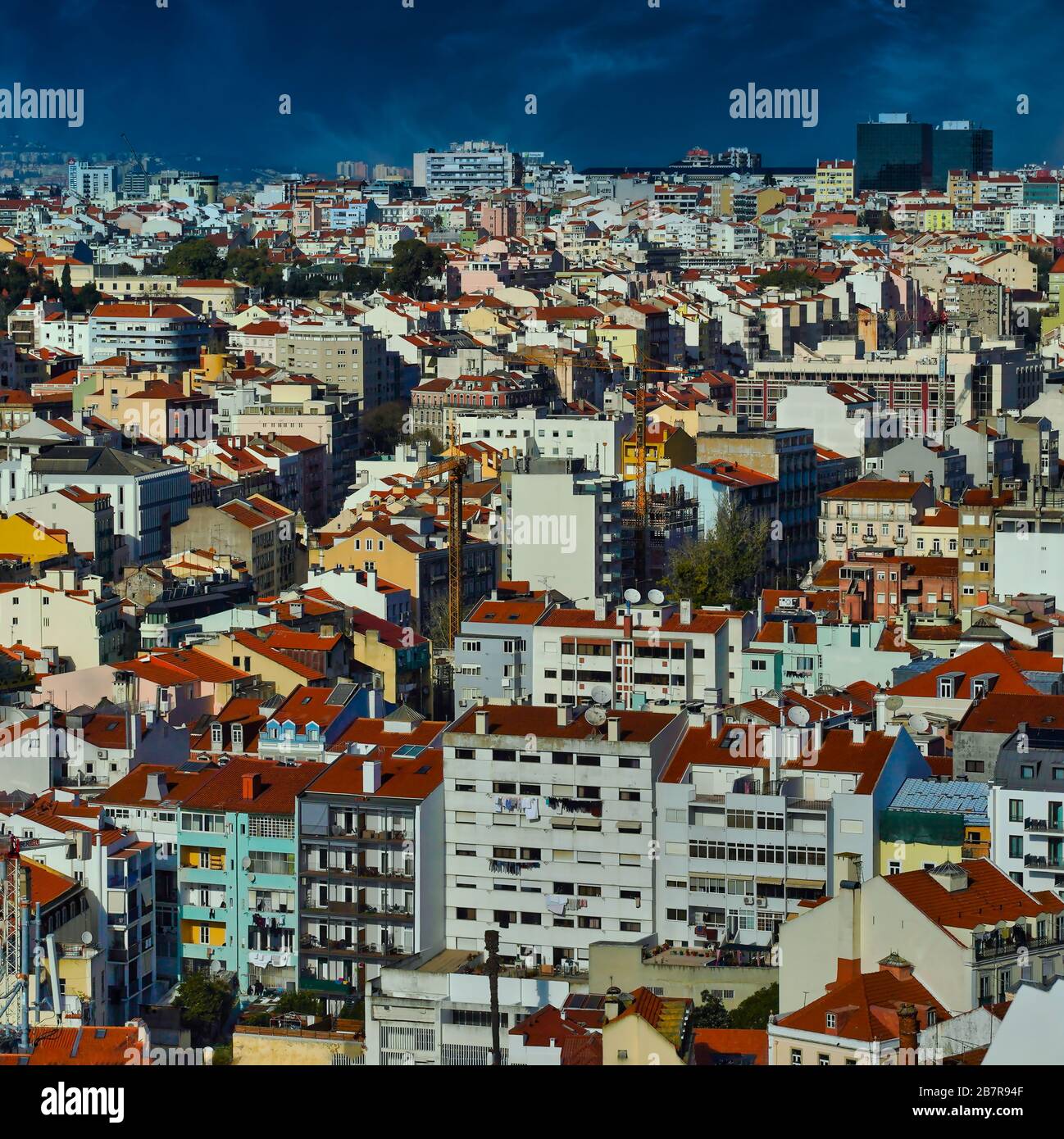 Buildings and street in Lisbon,Portugal Stock Photo - Alamy