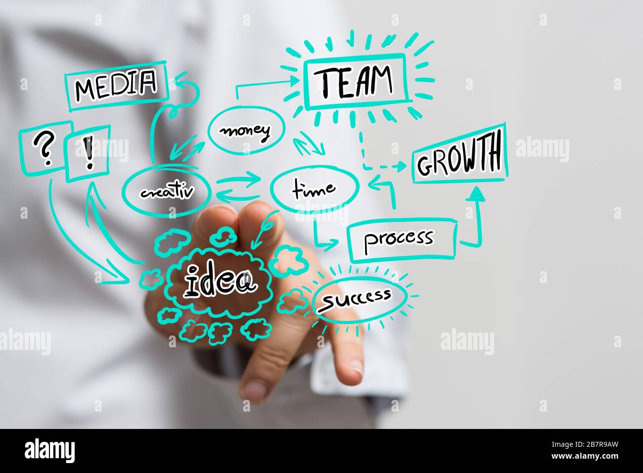 Person presenting the virtual projection of a teamwork graph Stock ...