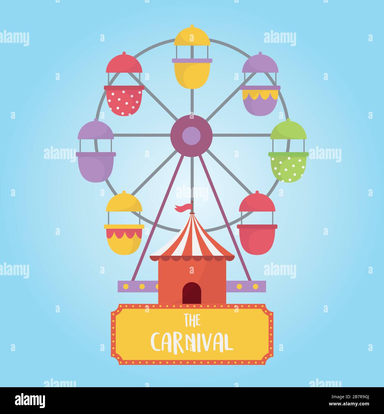 fun fair carnival ferris wheel booth recreation entertainment vector ...