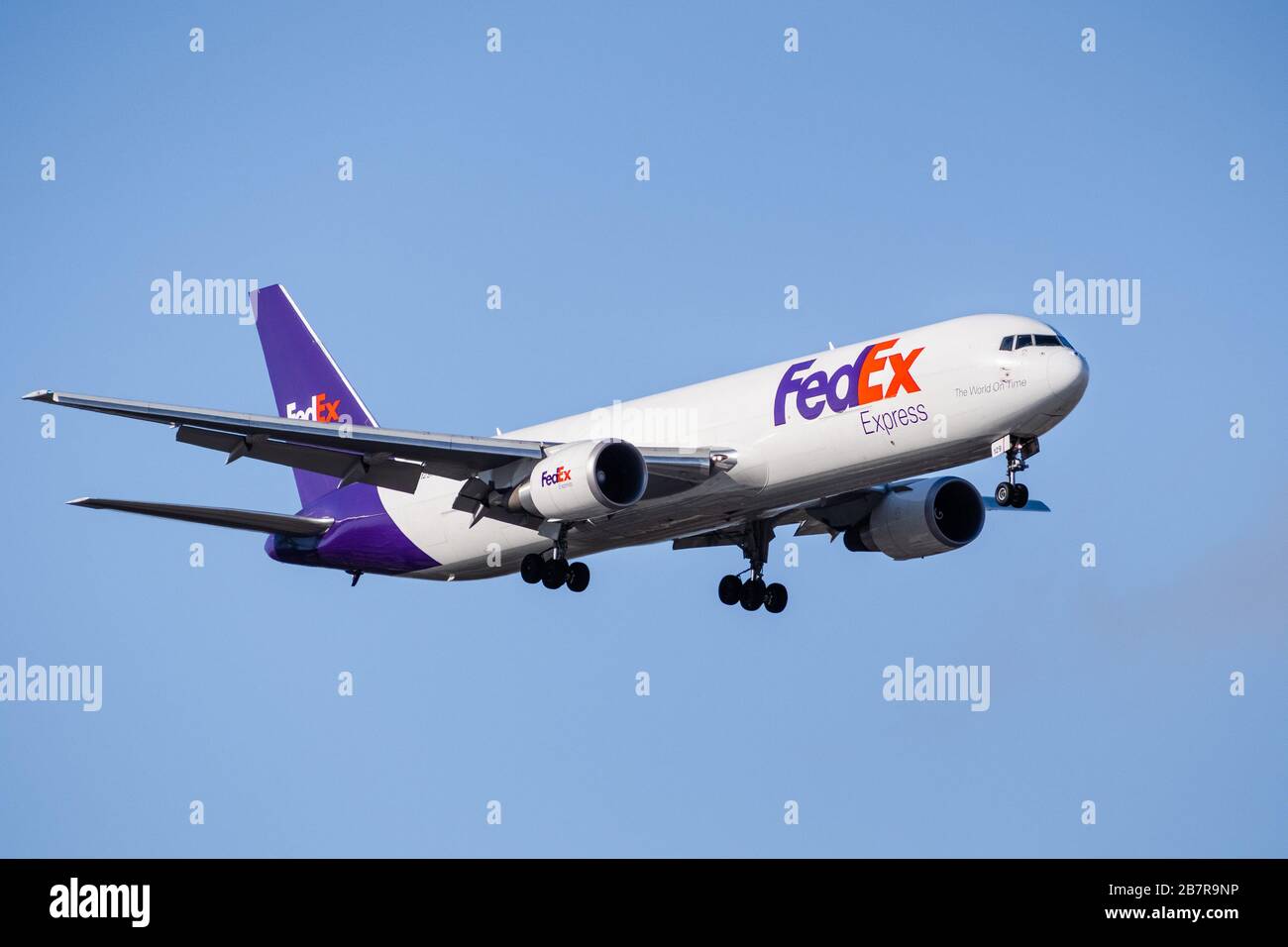 March 13, 2020 San Jose / CA / USA - FedEx Express aircraft approaching ...