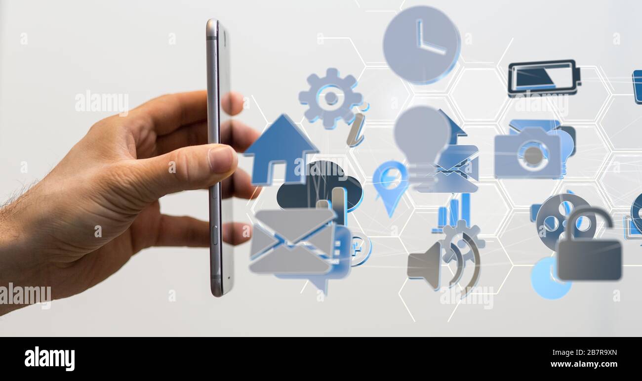 Person presenting a virtual projection of multimedia Stock Photo - Alamy