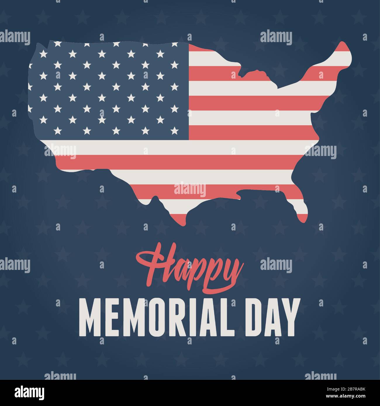 happy memorial day, flag in map american celebration vector ...