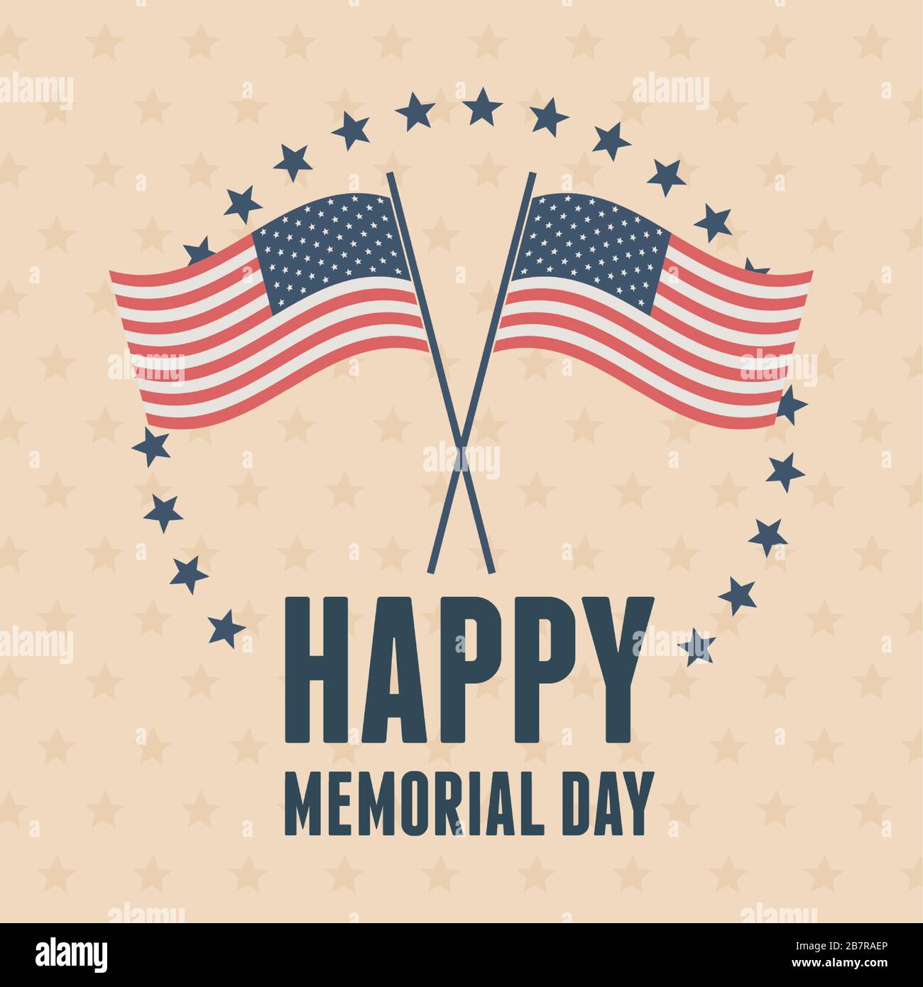 happy memorial day, crossed flags stars frame american celebration ...