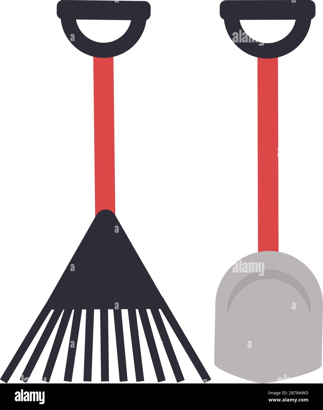 rake and shovel on white background vector illustration design Stock ...