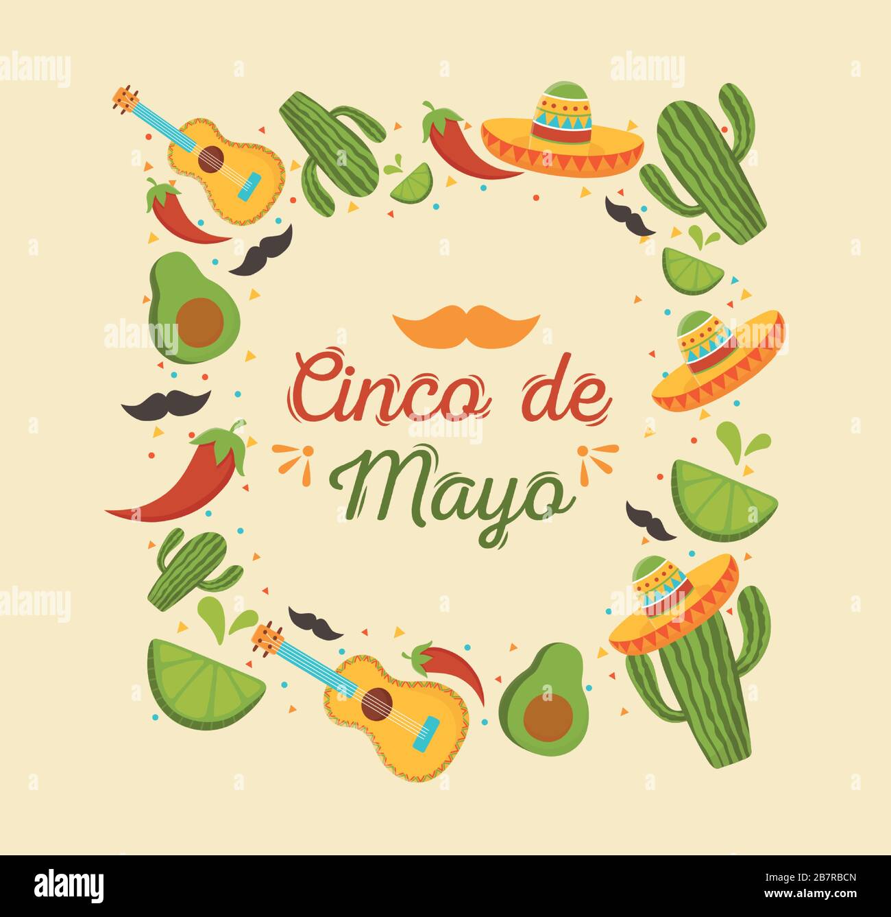 cinco de mayo mexican celebration guitar cactus avocado lemon poster ...