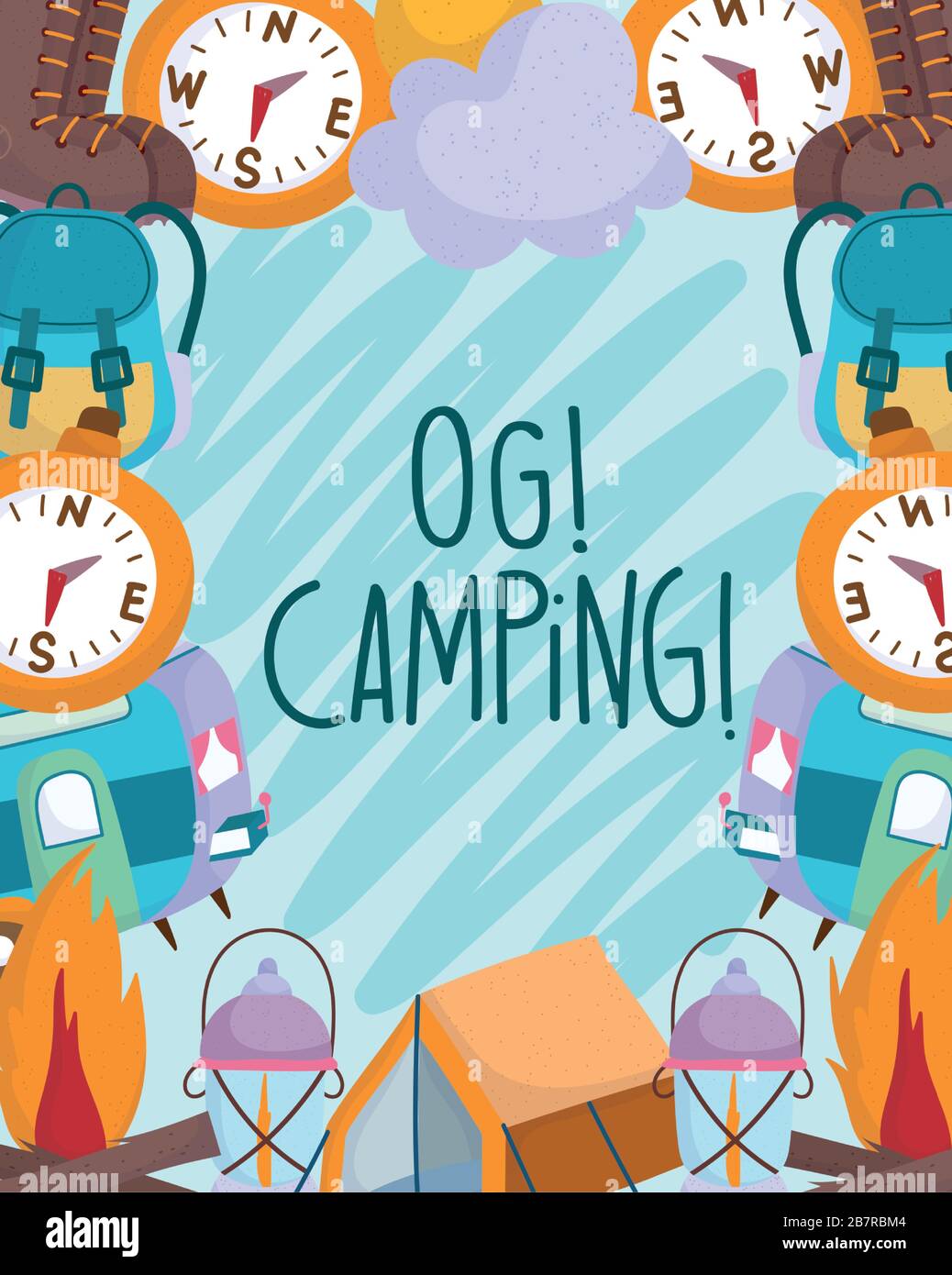 camping vacations travel activity adventure poster background vector ...
