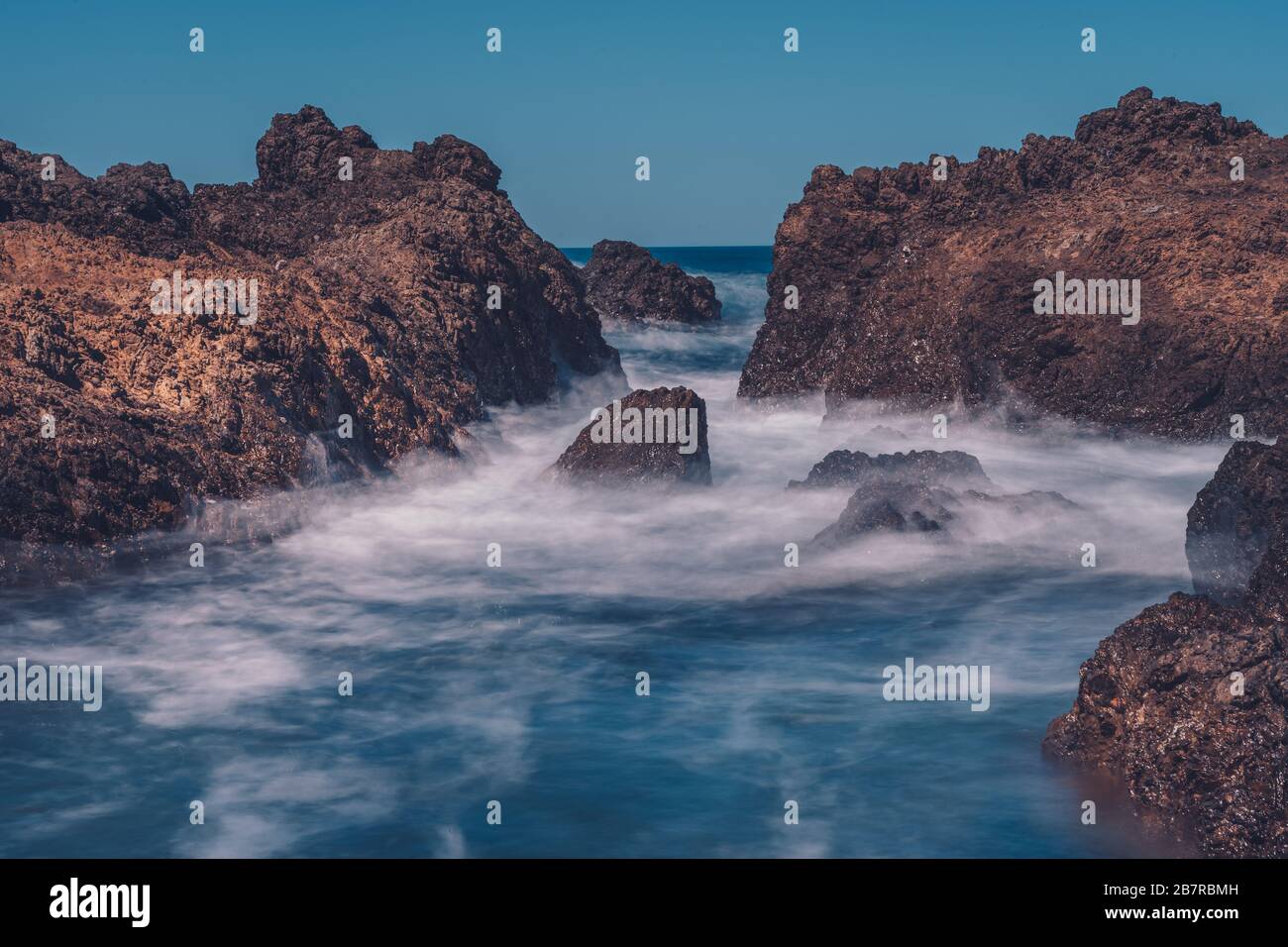 Long Exposure Of Sea Wave with rock Stock Photo - Alamy