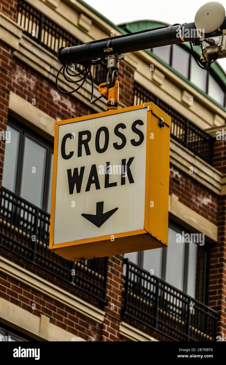 Yellow crosswalk sign hi-res stock photography and images - Alamy
