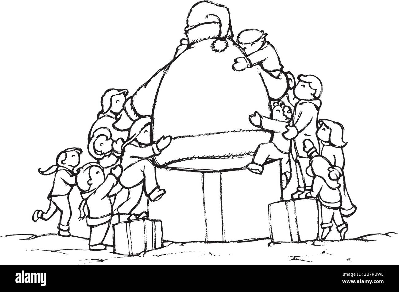 Christmas Group Hug - Santa giving every child a hug Stock Vector Image ...