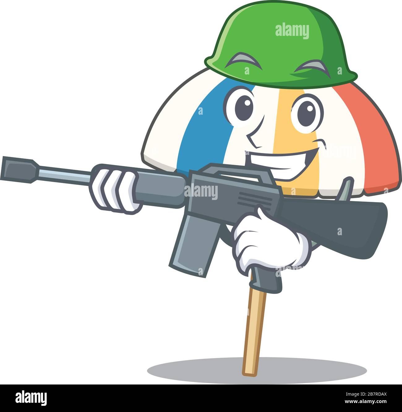 A picture of beach umbrella as an Army with machine gun Stock Vector ...