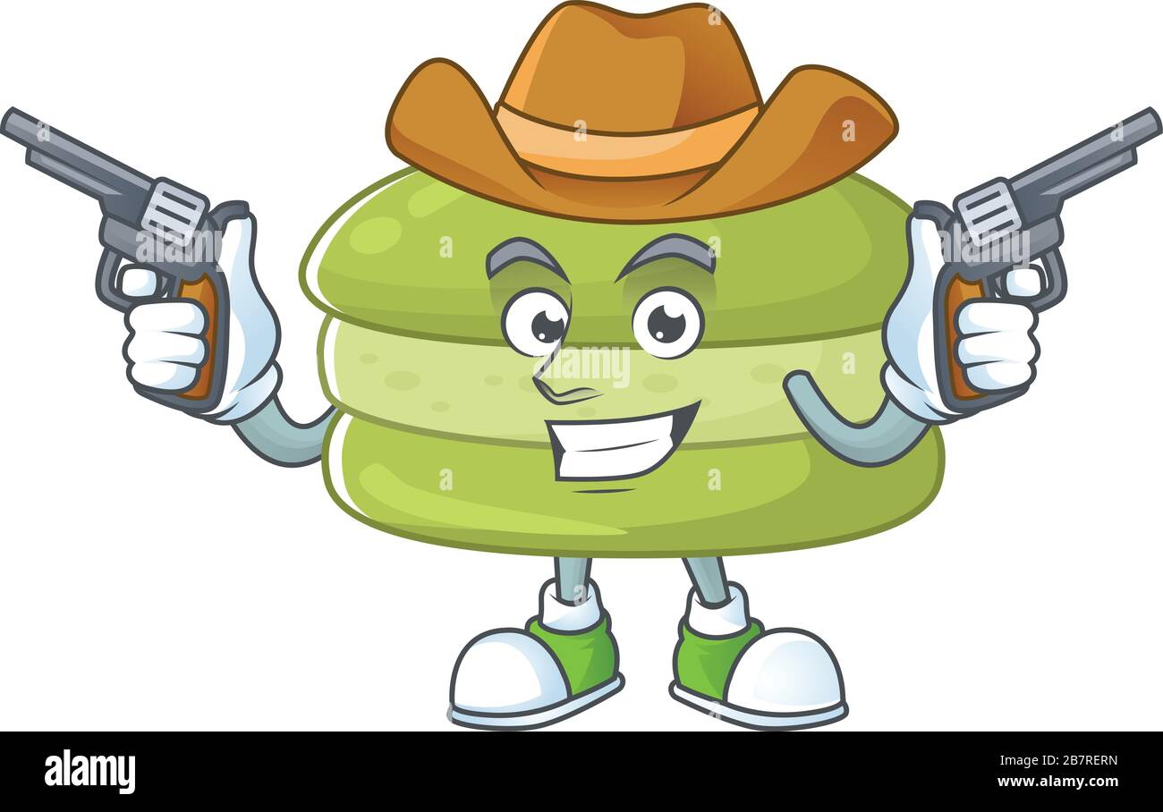 Cool cowboy cartoon design of coconut macarons holding guns Stock ...