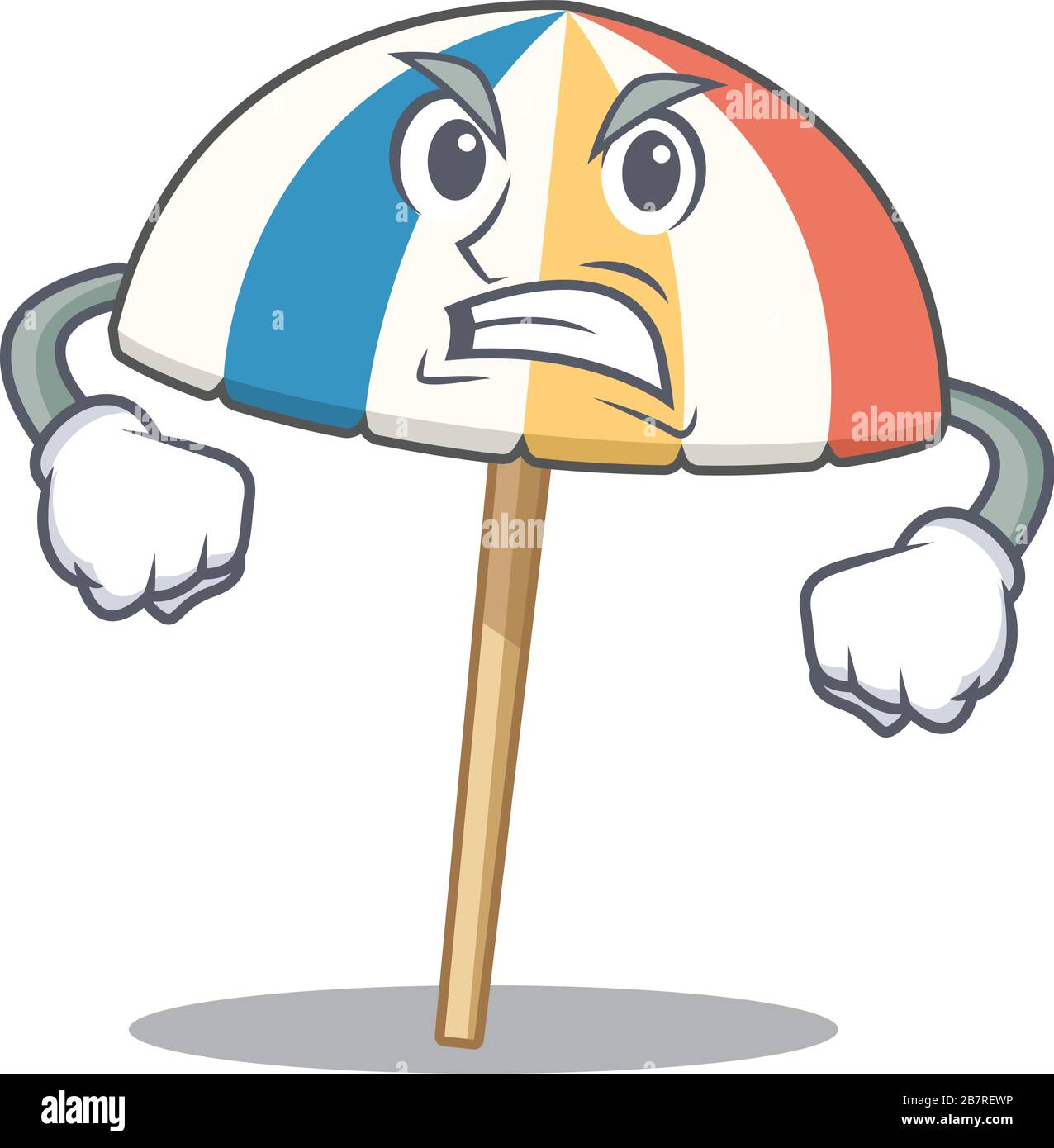 Beach umbrella cartoon character design with angry face Stock Vector ...