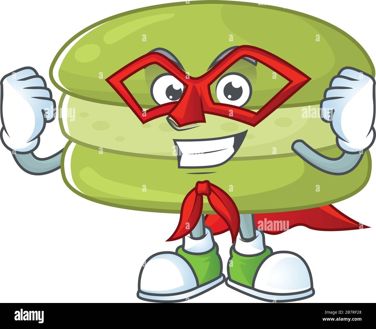 A picture of coconut macarons dressed as a Super hero cartoon character ...